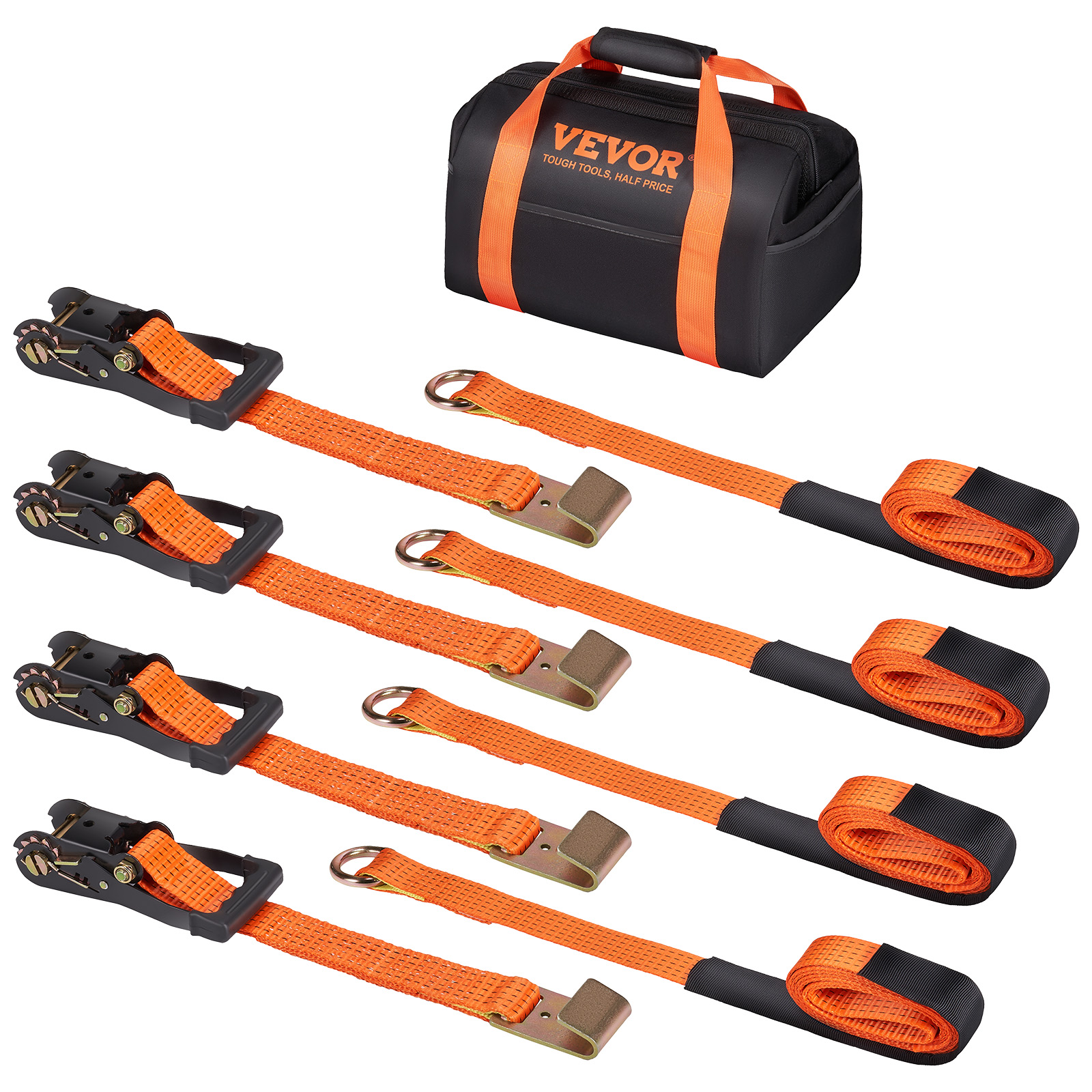 VEVOR Car Tie Down Straps Kit, Lasso Style 2" x 120" Tire Straps, 5512 ...