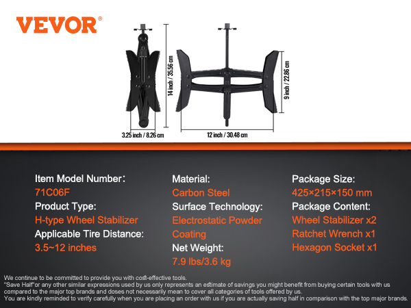 VEVOR H-Chock Wheel Stabilizer Trailer RV Tire Chock with Ratchet ...