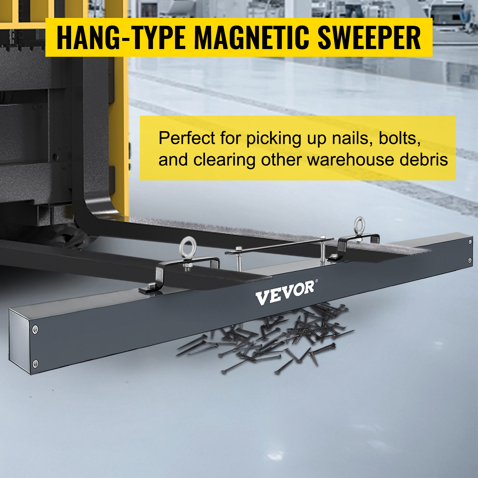 VEVOR 60 inches Hanging Magnet Magnetic Sweeper Tool Nail Magnet ...