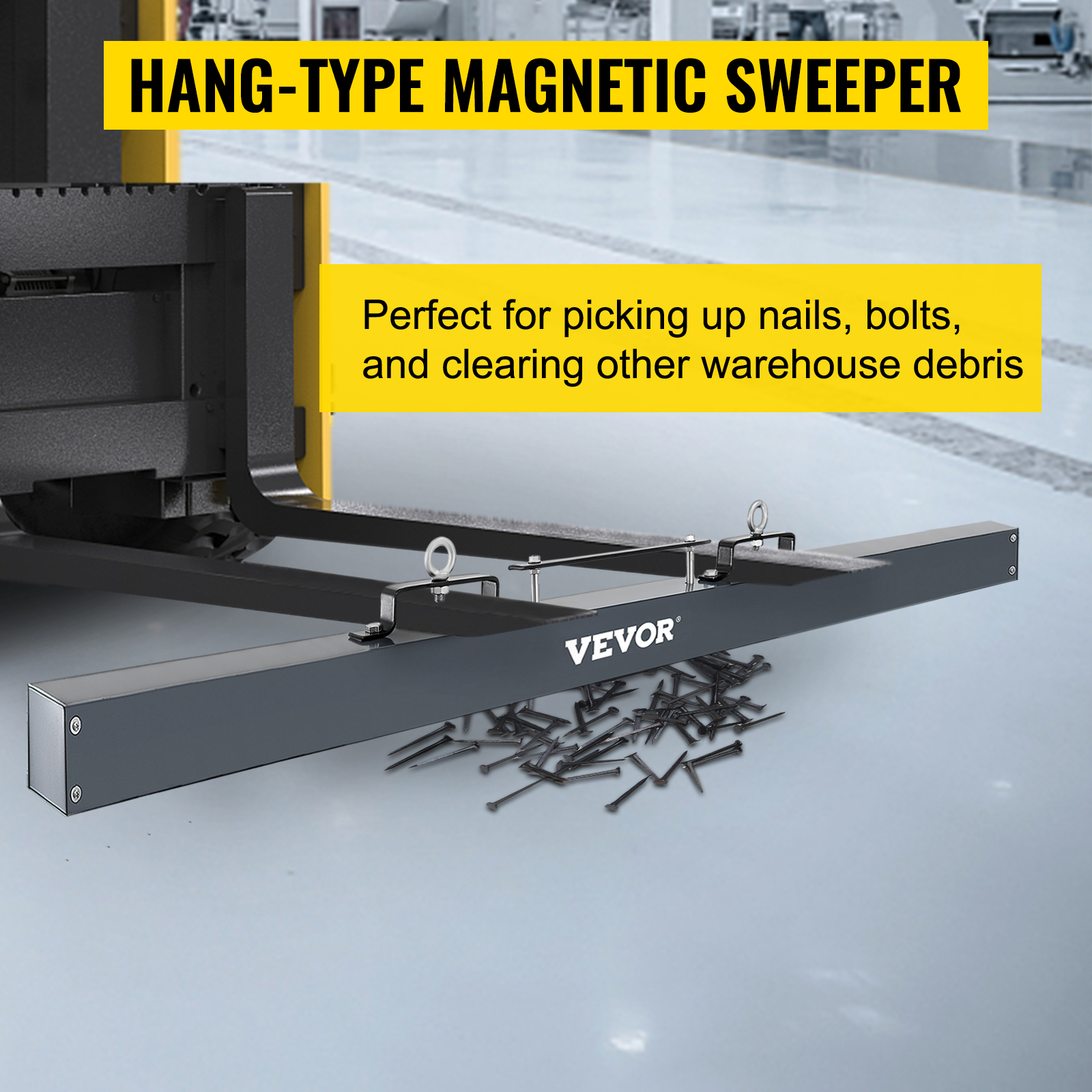 VEVOR Magnetic Sweeper 84 inch Hanging Magnet Sweeper 100 LBS Magnetic ...