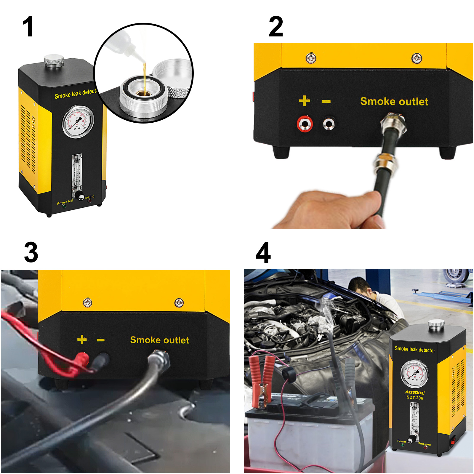 12v Autool Sdt-206 Smoke Leakage Test Automotive Diagnostic Leak ...