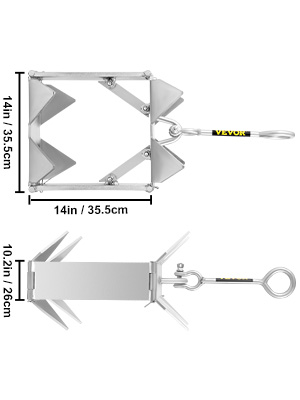 VEVOR Box Anchor for Boats, 25 lb Fold and Hold Anchor, Galvanized ...