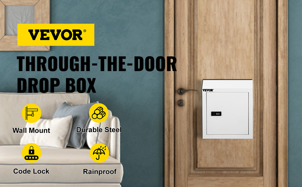 VEVOR Through-The-Door Locking Drop Box Door Drop Box 11.8''x4.3''x14.2 ...