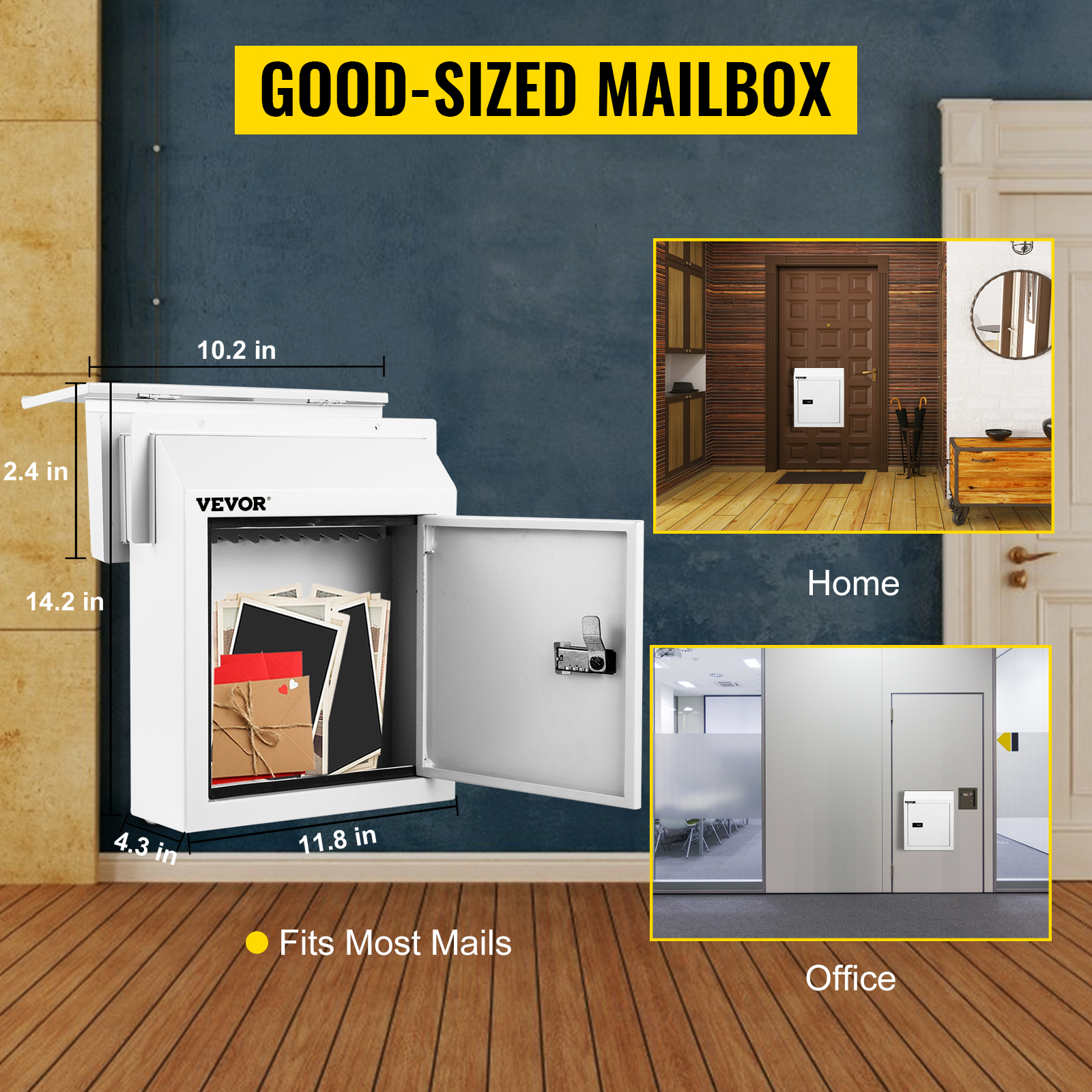 VEVOR Through-The-Door Locking Drop Box Door Drop Box 11.8''x4.3''x14.2 ...