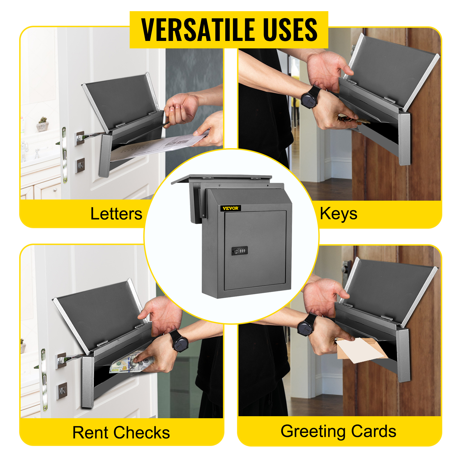 VEVOR Through-The-Door Locking Drop Box Coated Steel Mailbox Deposit ...