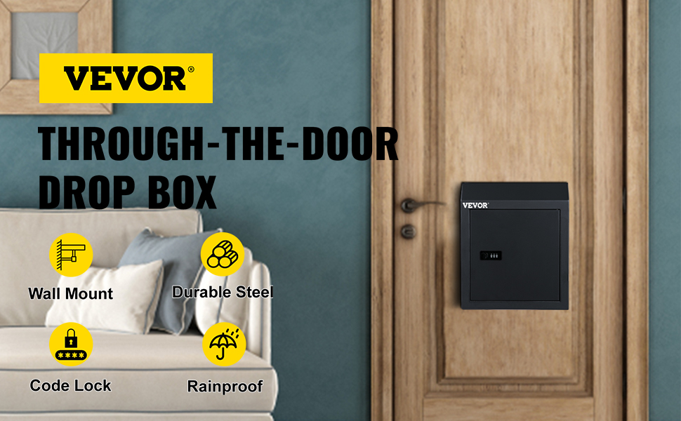 VEVOR Through-The-Door Locking Drop Box Door Drop Box 11.8''x4.3''x14.2 ...