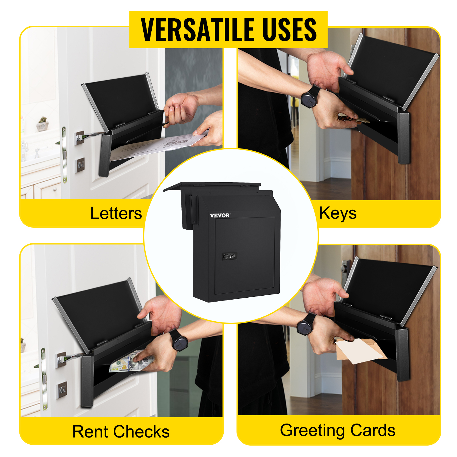 VEVOR Through-The-Door Locking Drop Box Door Drop Box 11.8''x4.3''x14.2 ...