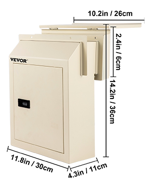VEVOR Through-The-Door Locking Drop Box Door Drop Box 11.8''x4.3''x14.2 ...