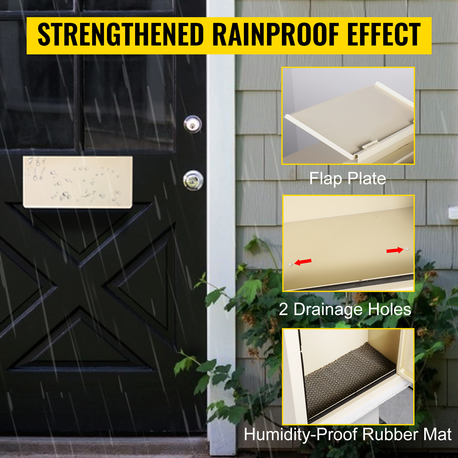 VEVOR Through-The-Door Locking Drop Box, 11.8''x4.3''x14.2'' Door Drop ...