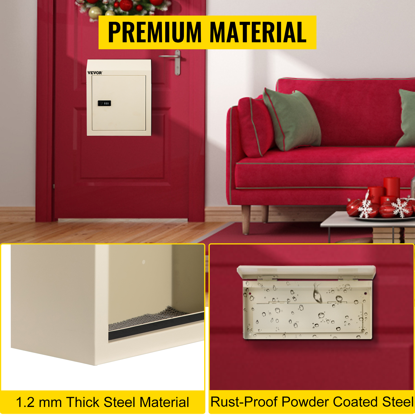 VEVOR Through-The-Door Locking Drop Box, 11.8''x4.3''x14.2'' Door Drop ...