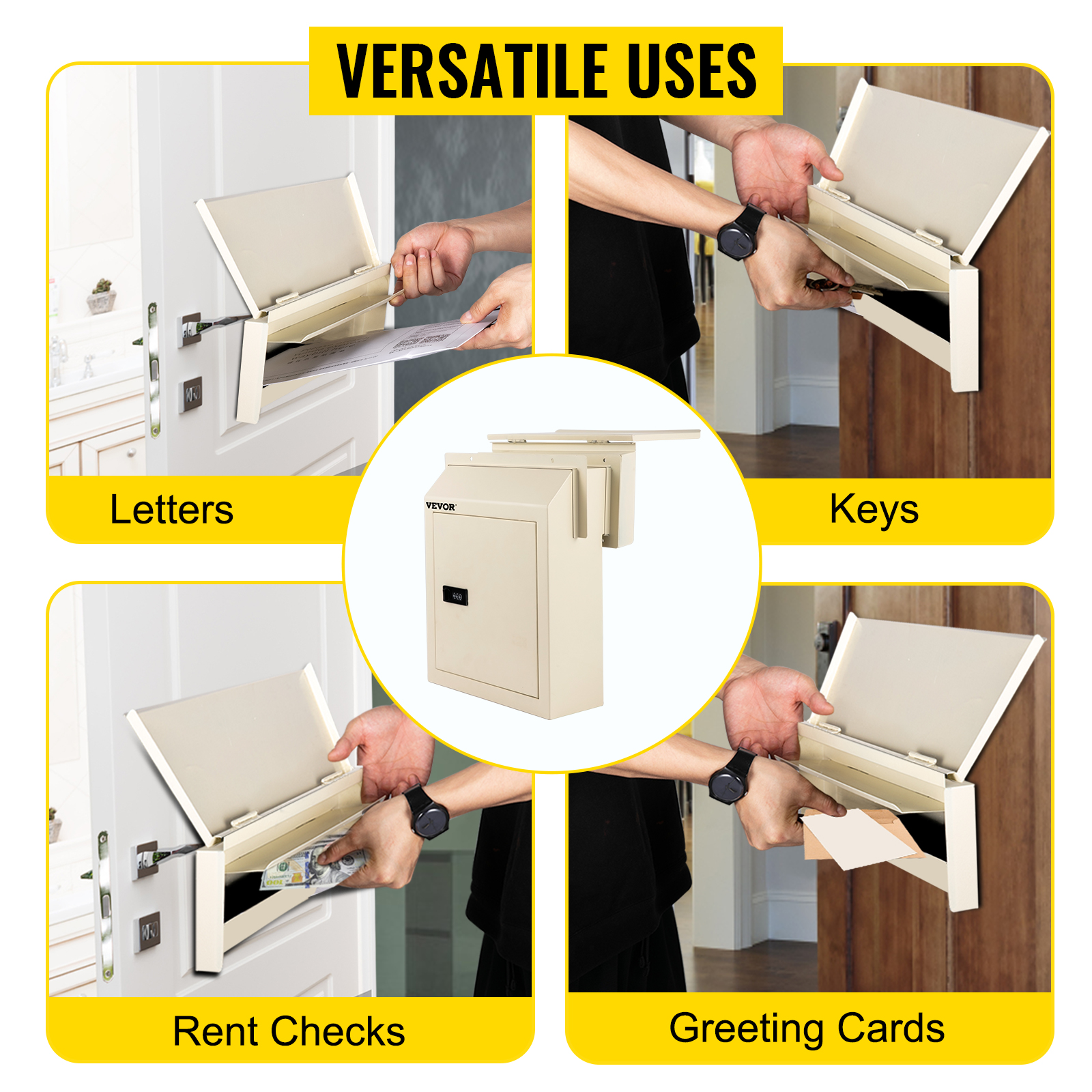 VEVOR Through-The-Door Locking Drop Box Door Drop Box 11.8''x4.3''x14.2 ...