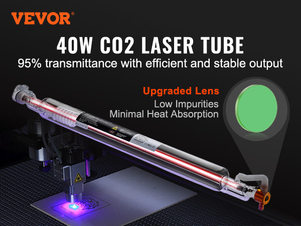 VEVOR Laser Tube, 40W CO2 Laser Tube for Laser Engraver and Cutter ...