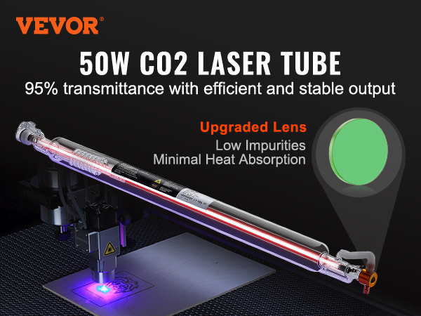 VEVOR Laser Tube, 50W CO2 Laser Tube for Laser Engraver and Cutter ...