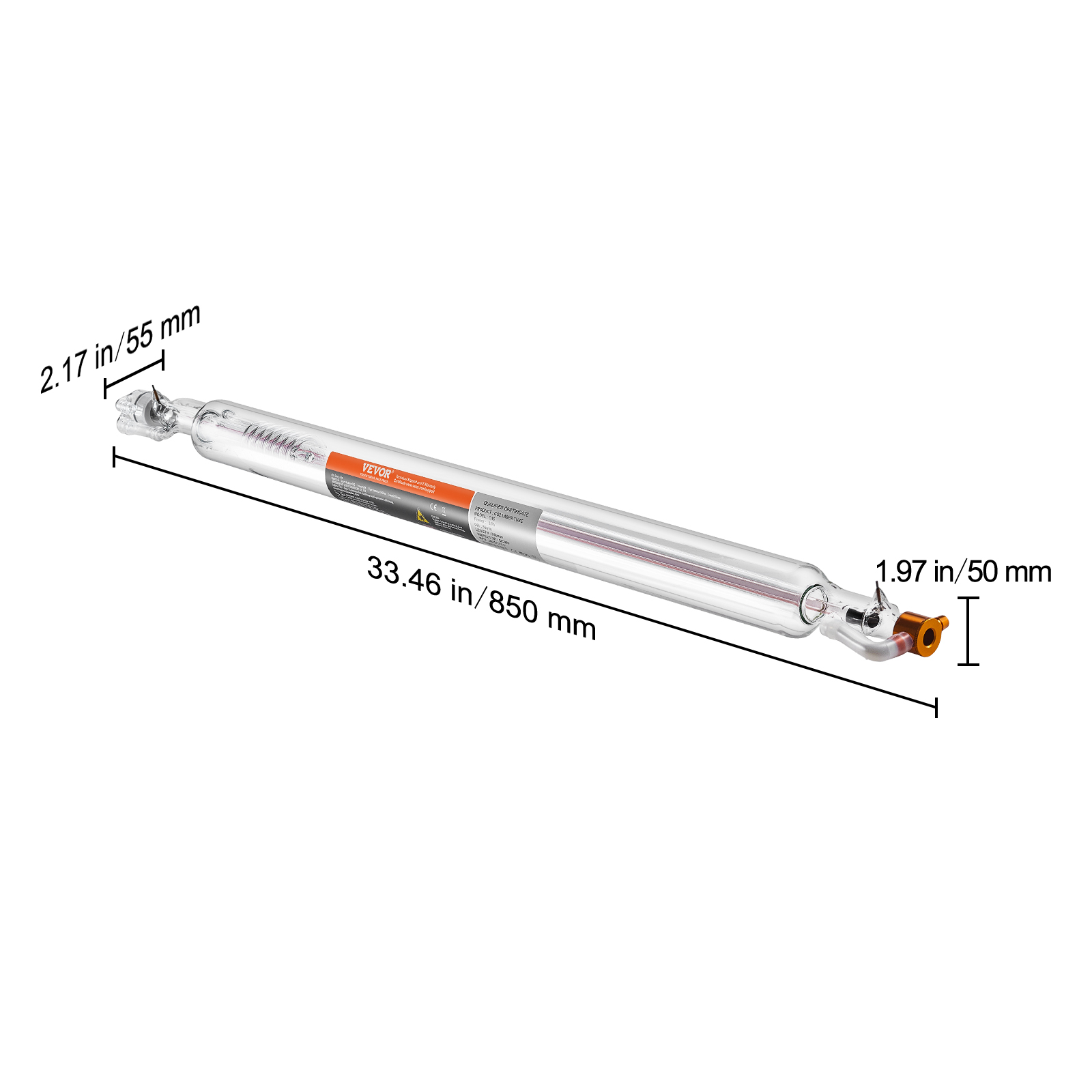 VEVOR CO2 Laser Tube CO2 Laserröhre 50 W, Professionelle Laserröhre 850 mm Länge CO2 Laser Röhre ...