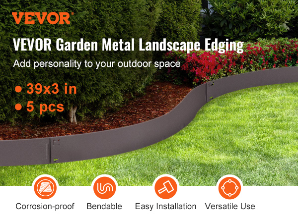 VEVOR Steel Landscape Edging 5-pack Steel Garden Edging Borders 39" L x ...