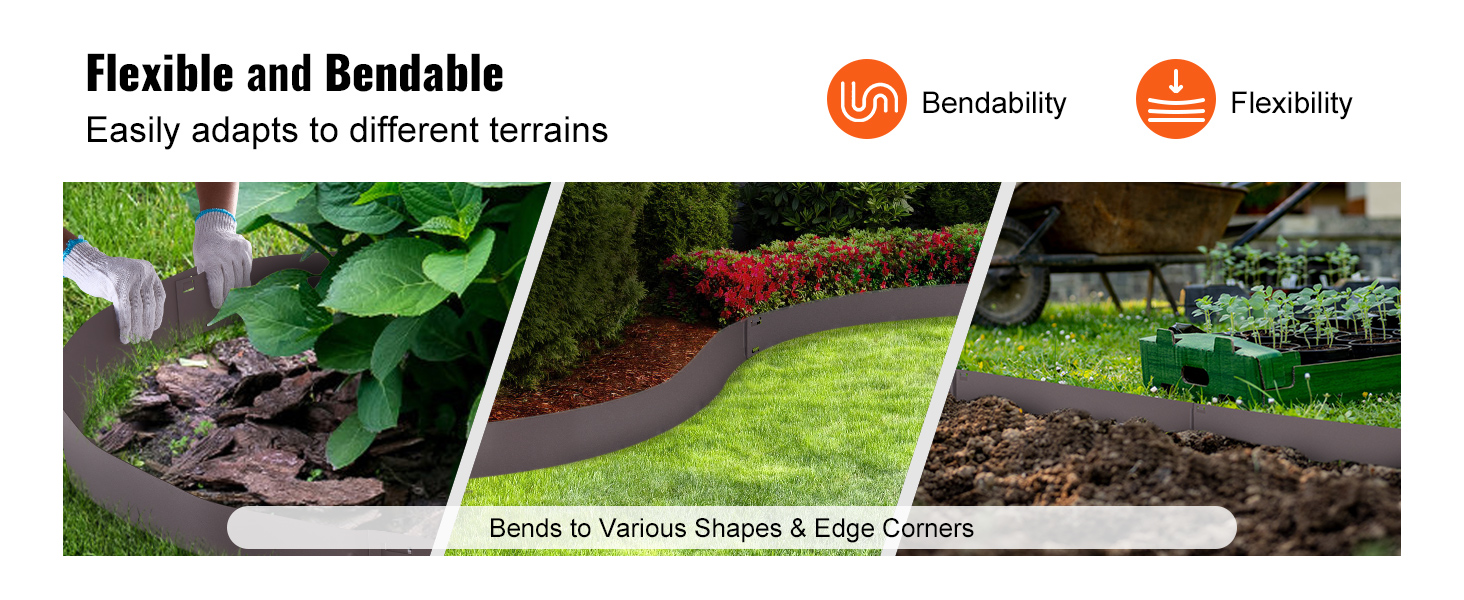 VEVOR Steel Landscape Edging, 5-pack Steel Garden Edging Borders, 39" L ...