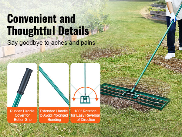 VEVOR Lawn Leveling Rake, 36"x10" Level Lawn Tool, Heavy-duty Lawn ...
