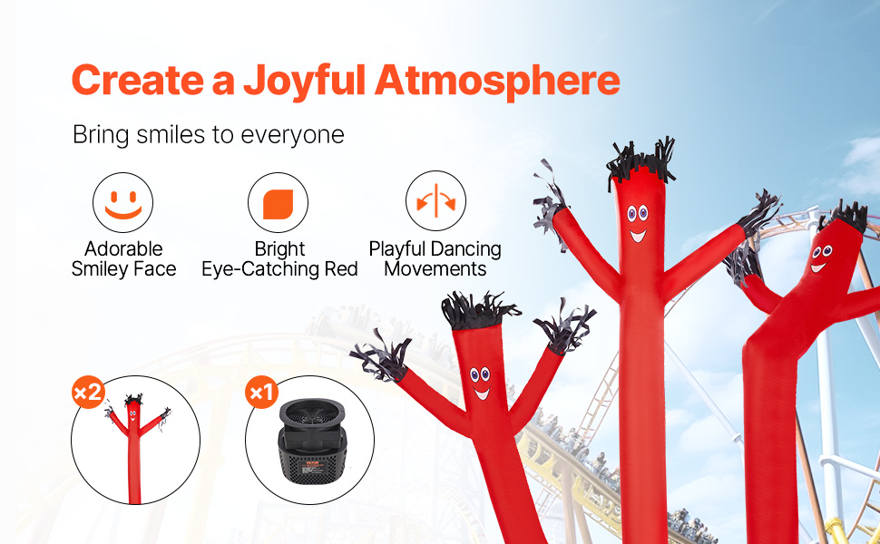 6 ft Air Dancers Wacky Waving Inflatable Tube Man with 1/15 HP Blower ...