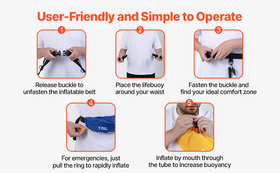 Manual Inflatable Belt Pack for Adults PFD Blue CO2 Cylinder Not ...