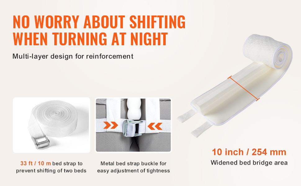 VEVOR Bed Bridge King Bed Converter Kit Metal Buckle and Storage Bag 75 ...