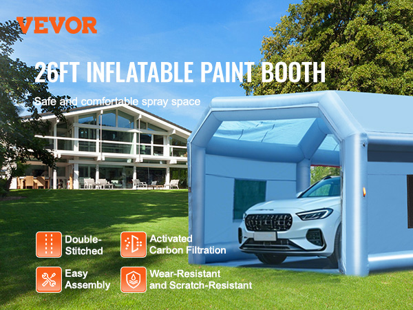 VEVOR Inflatable Paint Booth, 26.2 x 14.8 x 9.8 ft Inflatable Spray ...