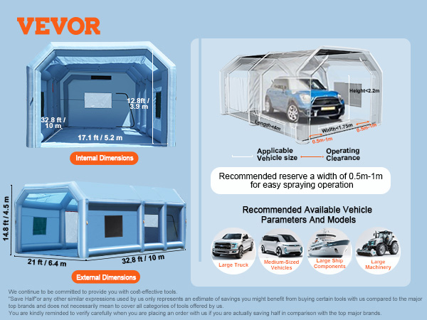 VEVOR Inflatable Paint Booth, 32.8 x 21 x 14.8 ft Inflatable Spray ...