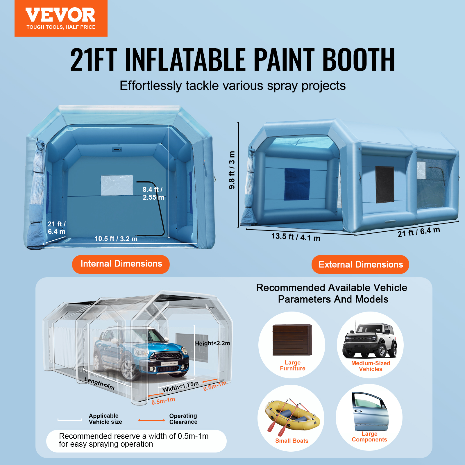 Inflatable Paint Booth 27.9x15.7x10.8/26.2x14.8x9.8ft 550/750/1100W | eBay