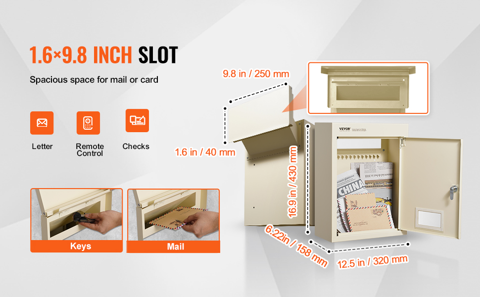 VEVOR Through The Wall Drop Box, Heavy Duty Steel Through the Wall ...