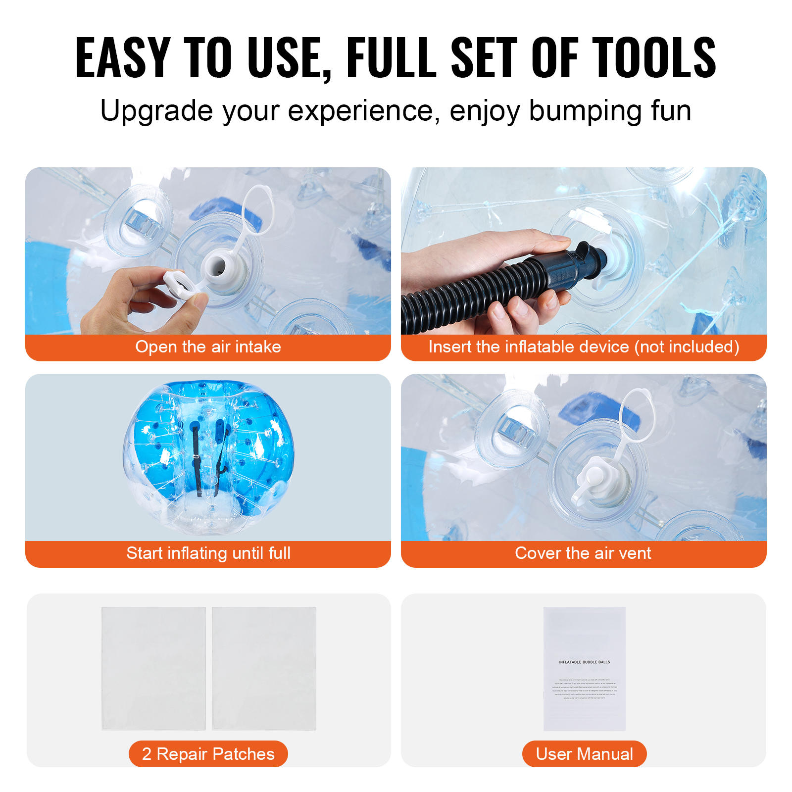 Mophorn Inflatable Bumper Ball 1-Pack, 5FT/1.5M. 0.8mm Thick PVC for ...