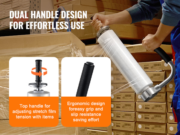 VEVOR Stretch Film Dispenser, Holds 12"-20" Rolls, Industrial Strength ...