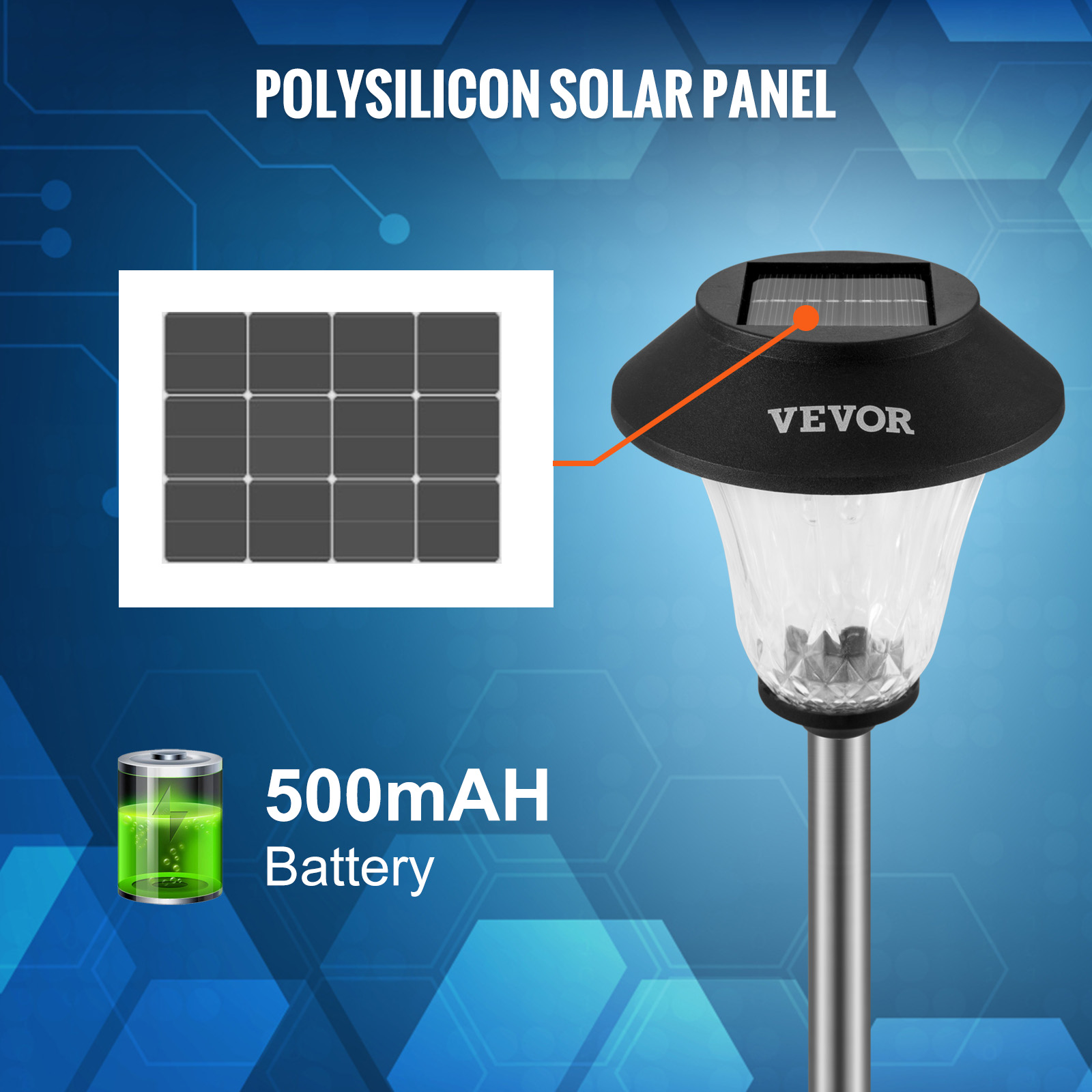 VEVOR 6x tuinlamp solar light tuinlamp buiten tuinpadverlichting op ...