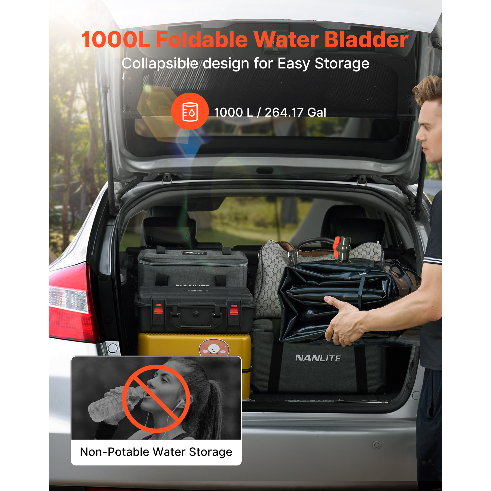 Mophorn 264 Gallon (1000L) Collapsible Water Storage Tank, Durable ...