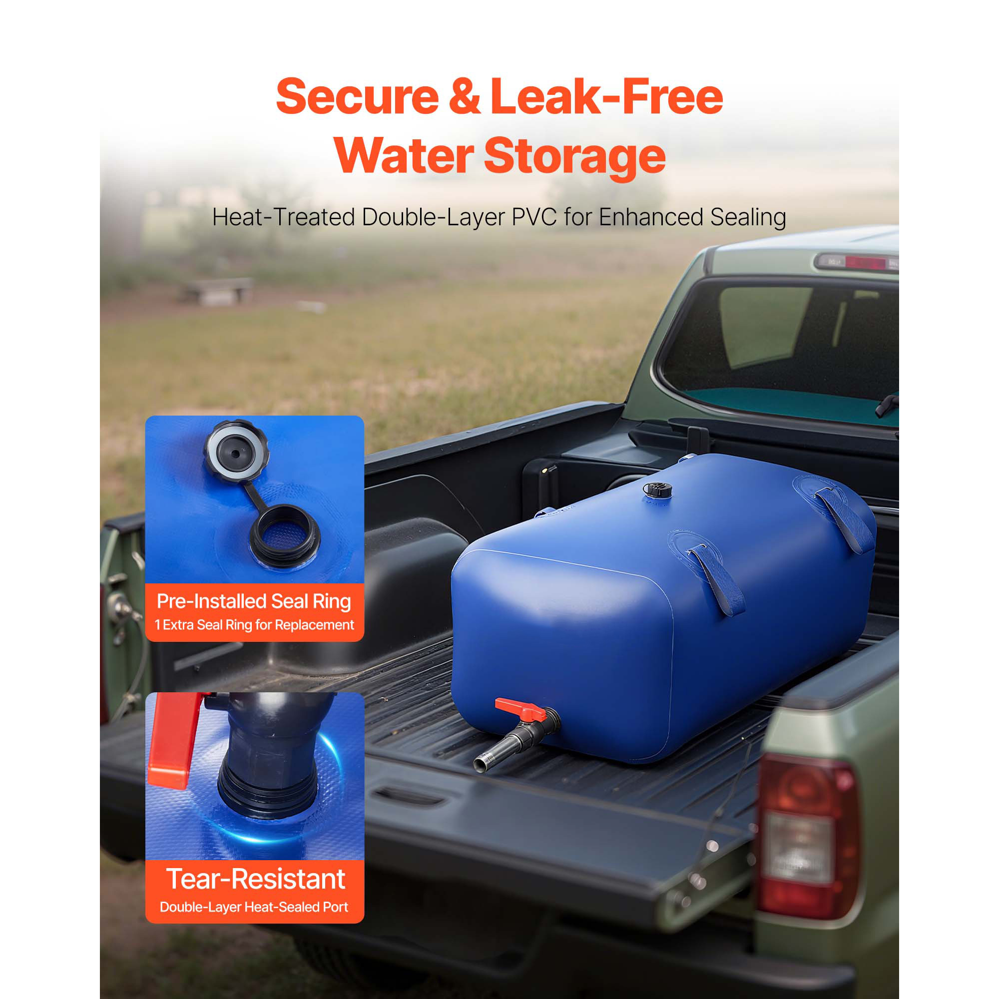 Mophorn 30-Gallon Portable Water Storage Bladder, Collapsible and ...