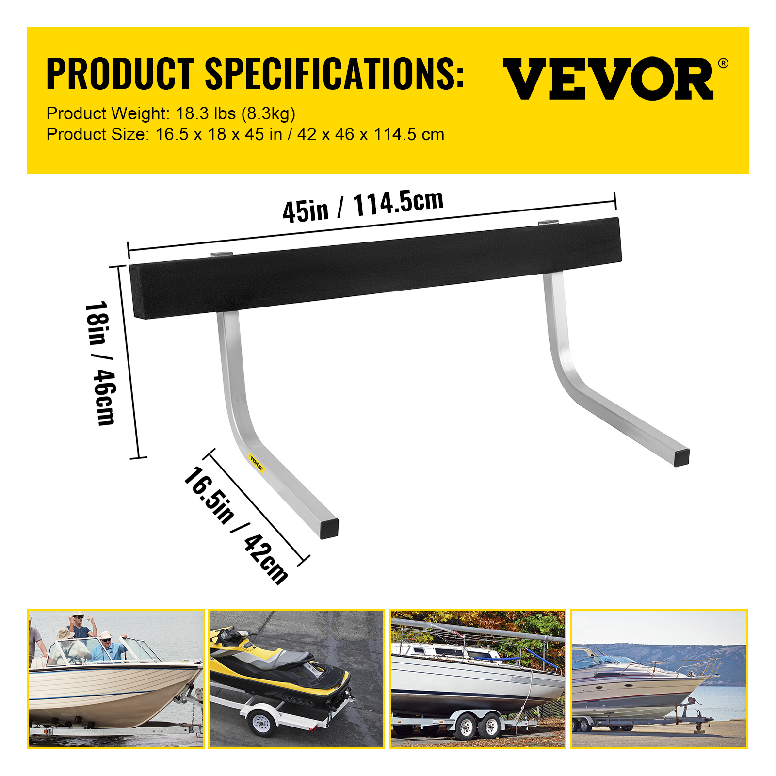 VEVOR Pontoon Bunk Board Guide-On 16"-60" Trailer Guide On 1 Pair ...