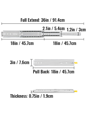 VEVOR Heavy Duty Drawer Slides 18" Length, Locking Drawer Slides 500lbs ...