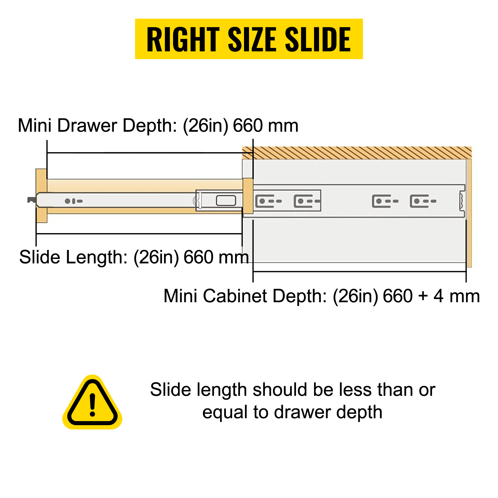 VEVOR Heavy Duty Drawer Slides 2PCS Drawer Slides 26" Locking Drawer ...
