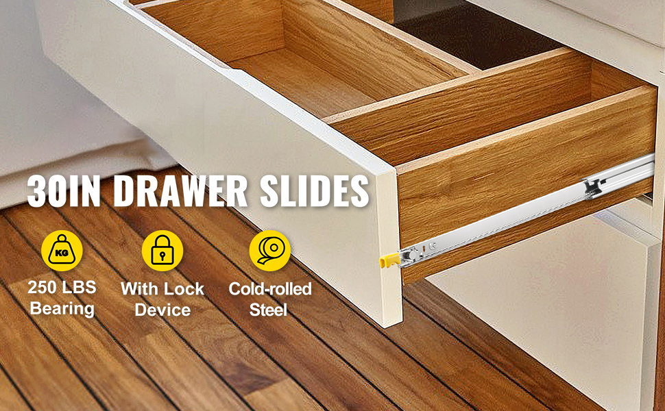Mophorn Heavy Duty Drawer Slides 36" Locking 250LBS Capacity Three ...