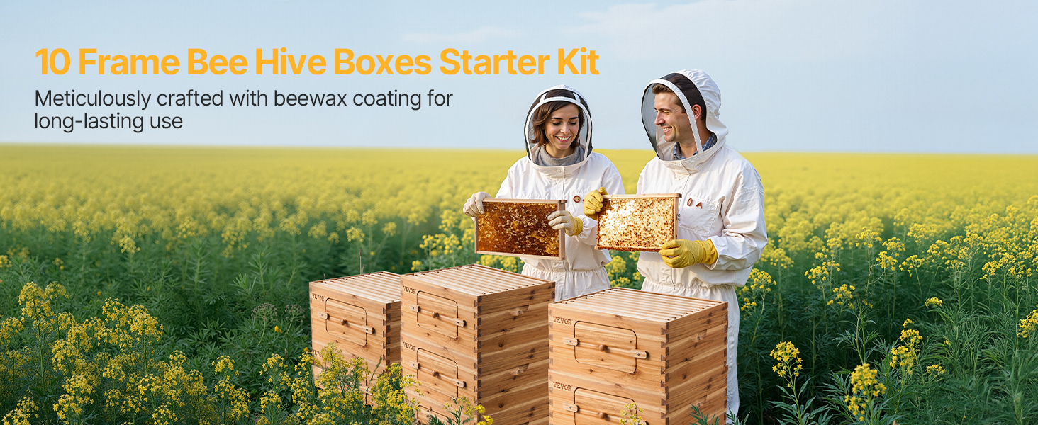 VEVOR Bee Hive 30 Frame Bee Hives Starter Kit, Beeswax Coated Cedar ...