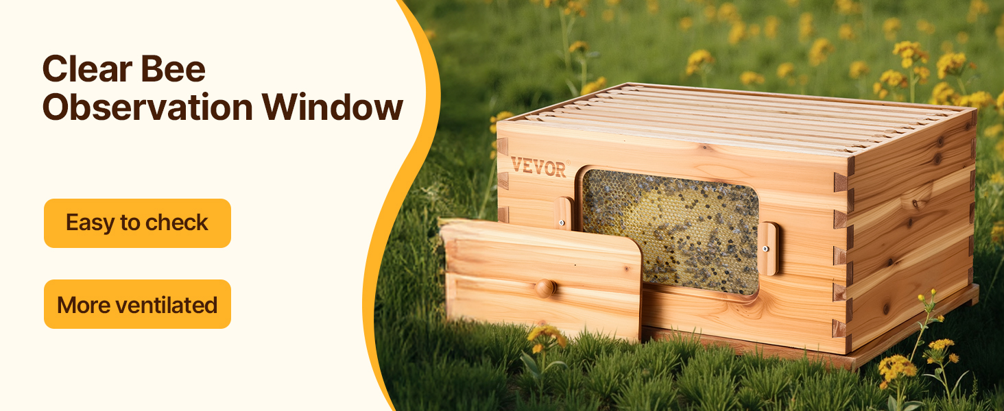 VEVOR Bee Hive 30 Frame Bee Hives Starter Kit, Beeswax Coated Cedar ...