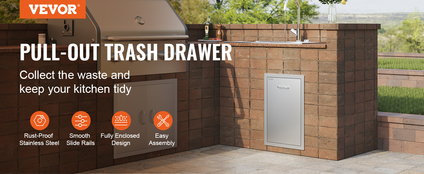 VEVOR Outdoor Kitchen Propane Tank Drawer 16Wx24.4Hx16D Inch Stainless ...