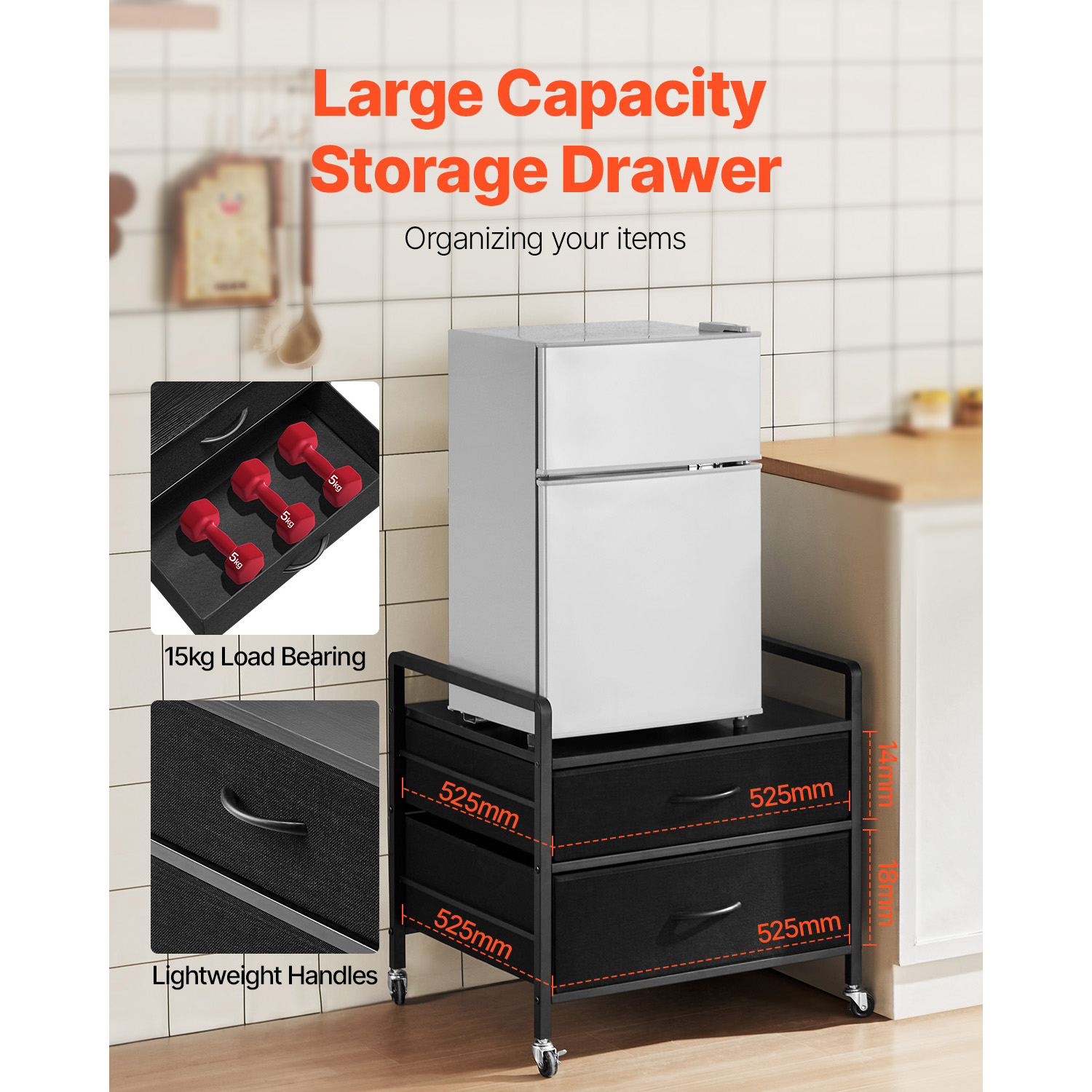 Mophorn Mini Fridge Stand with Storage, 176 lb Capacity, Mini Fridge ...