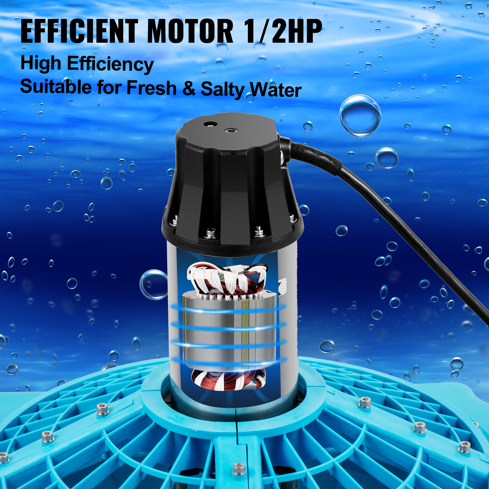 VEVOR Lake Fountain Aerating Pond Fountain with 110V 1/2HP Stainless ...