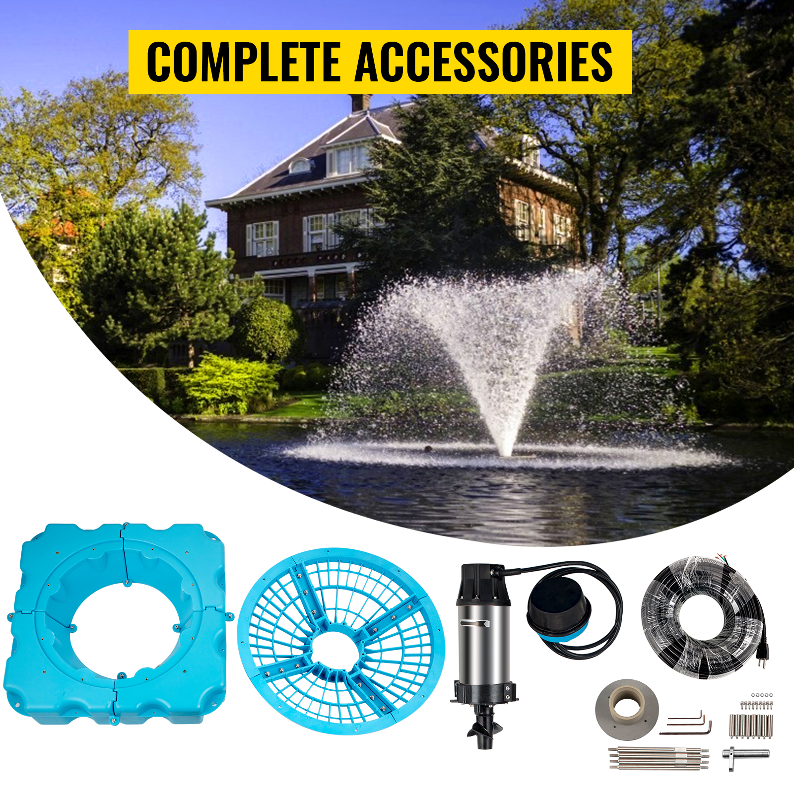 VEVOR Aerating Pond Fountain, 3/4 HP Aerating Fountain, 110V Display ...