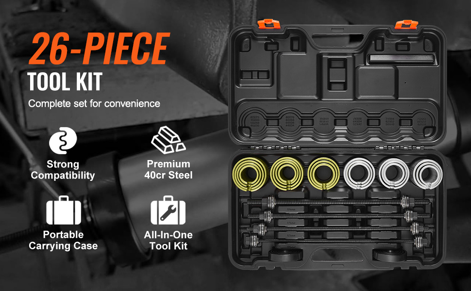 VEVOR 26 PCS Pull and Press Sleeve Kit Steel Bush Bearing Removal ...