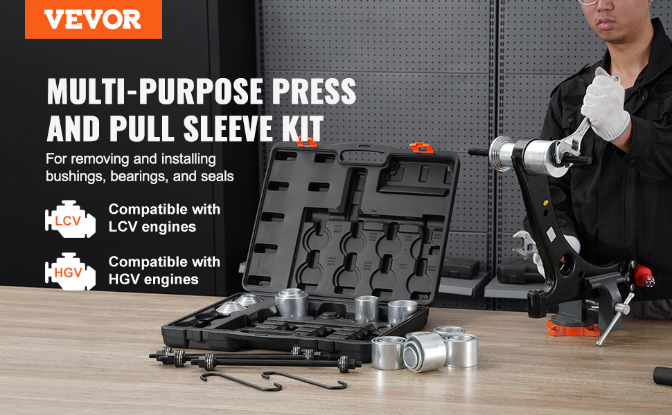 VEVOR 28 PCS Pull and Press Sleeve Kit Steel Bush Bearing Removal ...