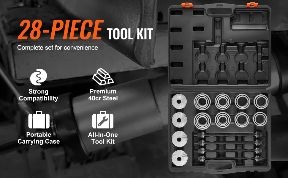 VEVOR 28 PCS Pull and Press Sleeve Kit Steel Bush Bearing Removal ...