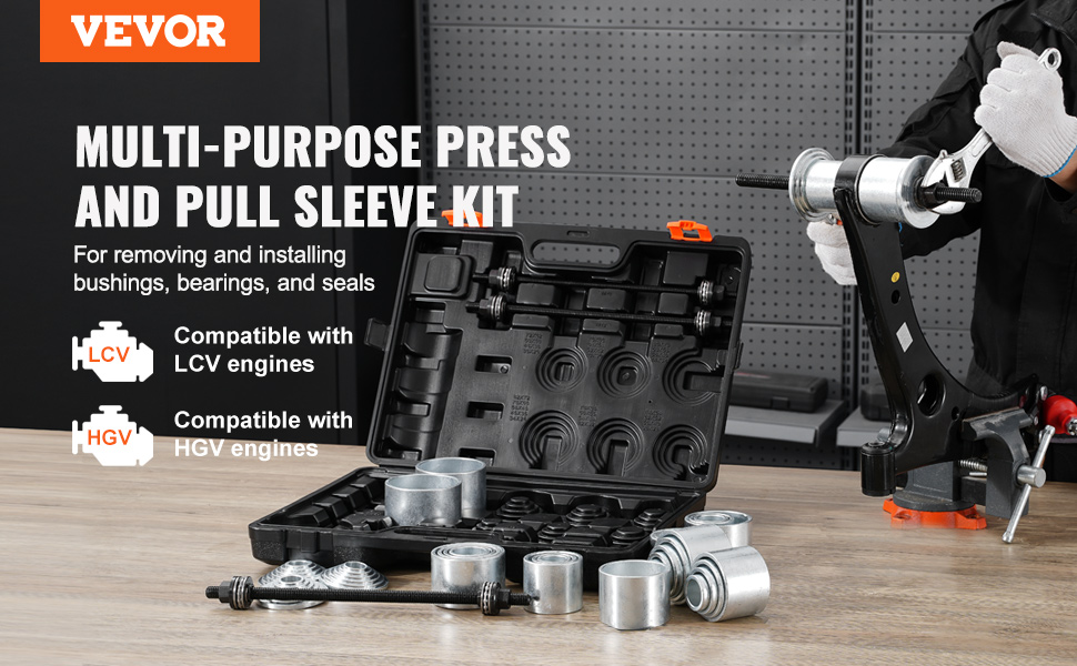 VEVOR 36 PCS Pull and Press Sleeve Kit Steel Bush Bearing Removal ...