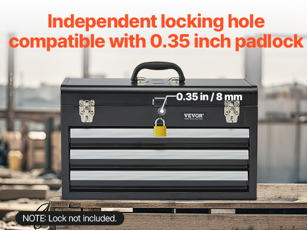 Tool Box 20.5-inch Portable Metal Tool Box with 3 Drawers Tool ...