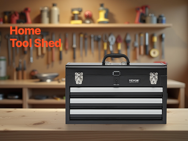 Tool Box 20.5-inch Portable Metal Tool Box with 3 Drawers Tool ...