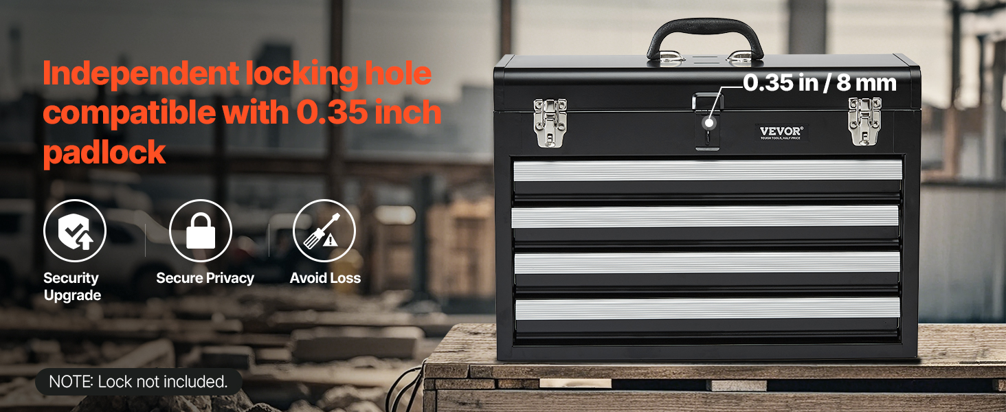 VEVOR Tool Box 520 mm Portable Metal Tool Box with 4 Drawers Tool ...